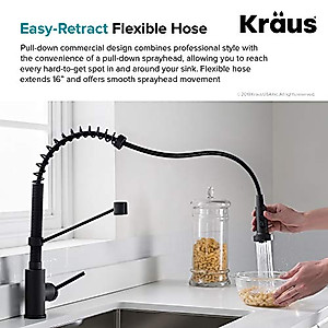 KRAUS 30-inch 16 Gauge Standart PRO Kitchen Sink Combo Set with Matte Black Bolden 18-inch Kitchen Faucet and Soap Dispenser, KHU100-30-1610-53MB