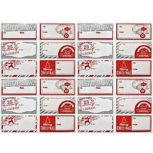 Gift Boutique Christmas Sticker Gift Tags Roll Box 110 Count Elegant Red & Silver Designs Personalized Holiday Self-Adhesive Name Labels Write On Then Peel & Stick for Wrapping Packages & Presents