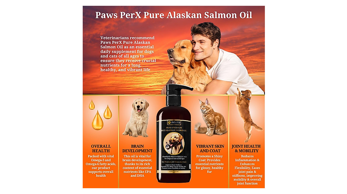 Paws PerX Wild Alaskan Salmon Oil for Dogs & Cats 16oz