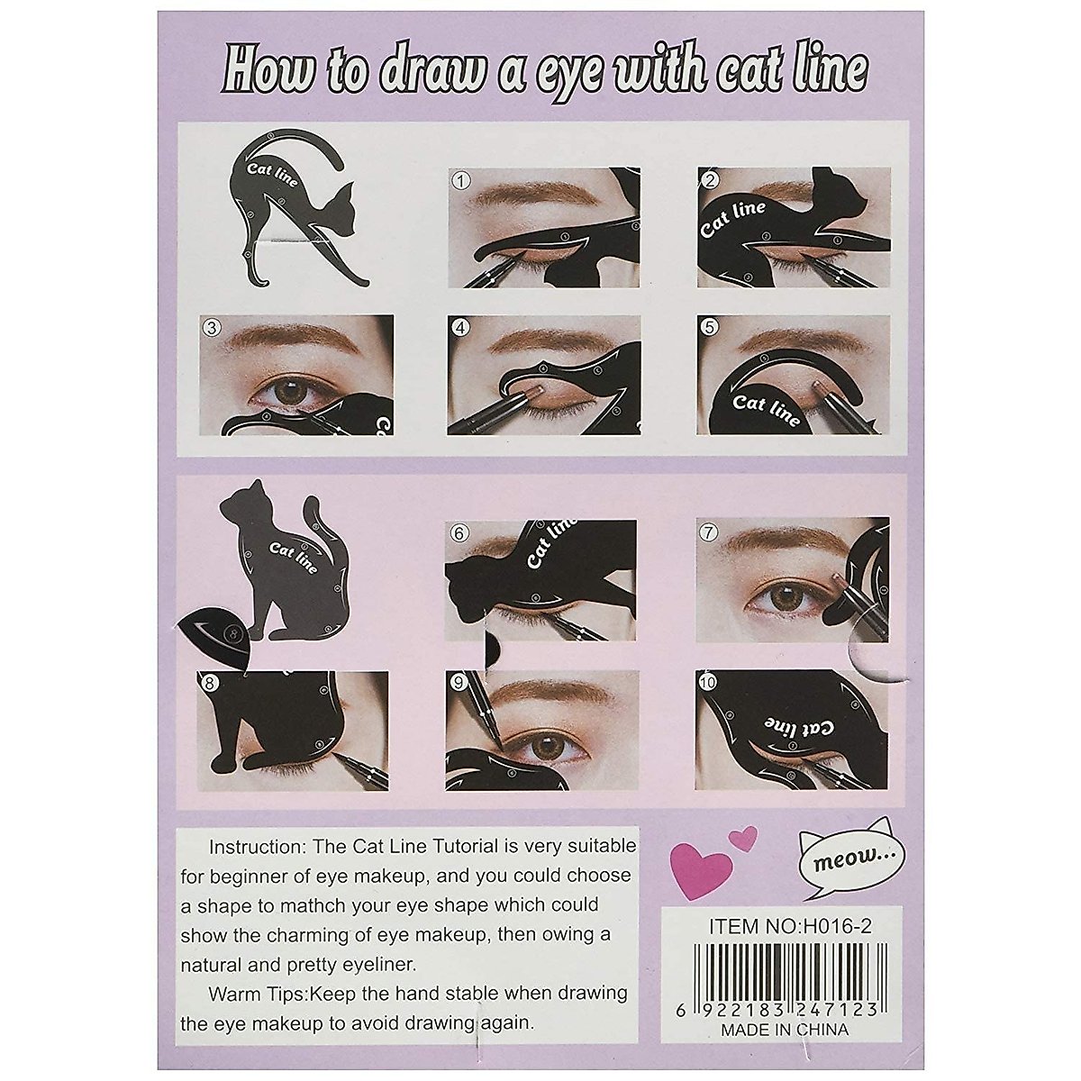 2 Pcs Cat Eyeliner Stencils, Matte PVC Material Smoky Eyeshadow Applicators Template Plate, Cat Shape Eye Liner & Eye Shadow Guide Template Tool