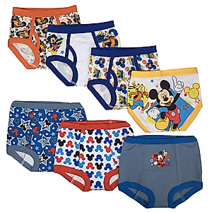 Disney Boys Mickey Mouse Pants Starter Kit With Stickers & Tracking Chart Sizes 18m, 2t, 3t, 4t Baby And Toddler Potty Training Underwear, 7-pack Starter Kit (3 Training Pants+4 Briefs), 3T US
