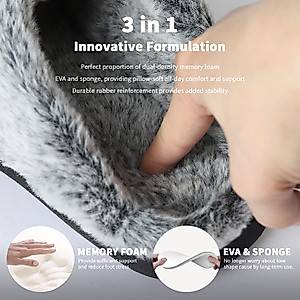 Homitem Fuzzy Slippers for Women Indoor and Outdoor Fluffy Bedroom House Shoes with Arch Support Memory Foam Winter Warm Ladeis Cute Comfy Cozy Black Size 7-8