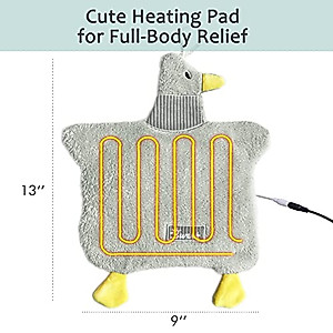 CRIMMY Heating Pad for Period Menstrual Cramps Pain Relife, Cute Small Portable Heat Pads for Travel, Mini Stuffed Animal USB Electric Hot Pack for Back Neck Eyes Hands … (Grey Duck)