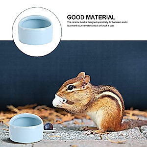 Mipcase Hamster Ceramic Bowl- Small Animal Food Bowl, No Spill Food Water Dish for Hedgehog Gerbil Chinchilla Rat Ferret ( Blue )