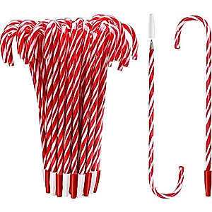 ABOAT 7 Inch Candy Cane Pen Christmas Pens with Black and Blue Ink for Christmas Holiday New Years Home Decor Party Gift (48)