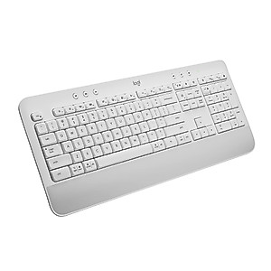 Logitech Signature K650 Comfort Full-Size Wireless Keyboard with Wrist Rest, BLE Bluetooth or Logi Bolt USB Receiver, Deep-Cushioned Keys, Numpad, Compatible with Most OS/PC/Window/Mac - Off White