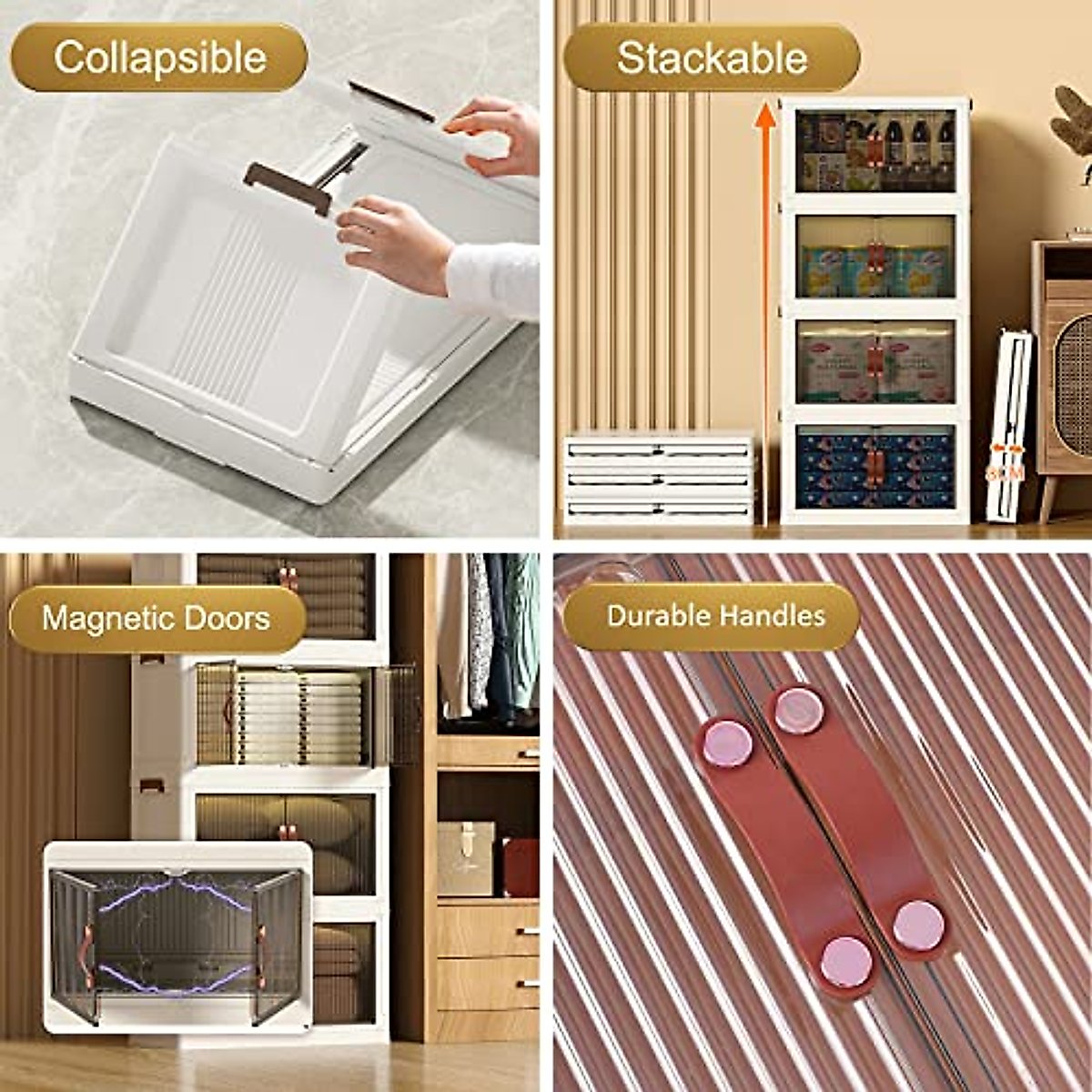 Altreeak 40 Qt Plastic Storage Bin Organizers 3 Layer | Foldable Storage Box | Storage Bins with Lids | Stackable Storage Bins
