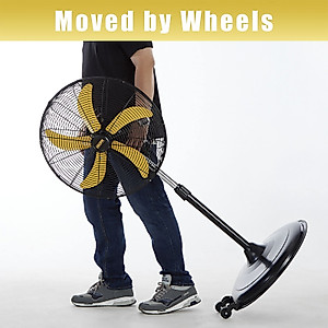 HiCFM 5000 CFM 20 inch High Velocity Pedestal Oscillating Fan with Powerful 1/5 Motor, 9ft Power Cord, Oscillation, Metal Body with Wheels for Garage, Commercial or Industrial - UL Safety Listed