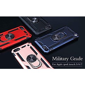 iPod Touch 7 Case, iPod Touch 6 Case with Car Mount,IDweel Hybrid Rugged Shockproof Protective Cover with Built-in Kickstand for iPod Touch 5 6 7th Generation, Red