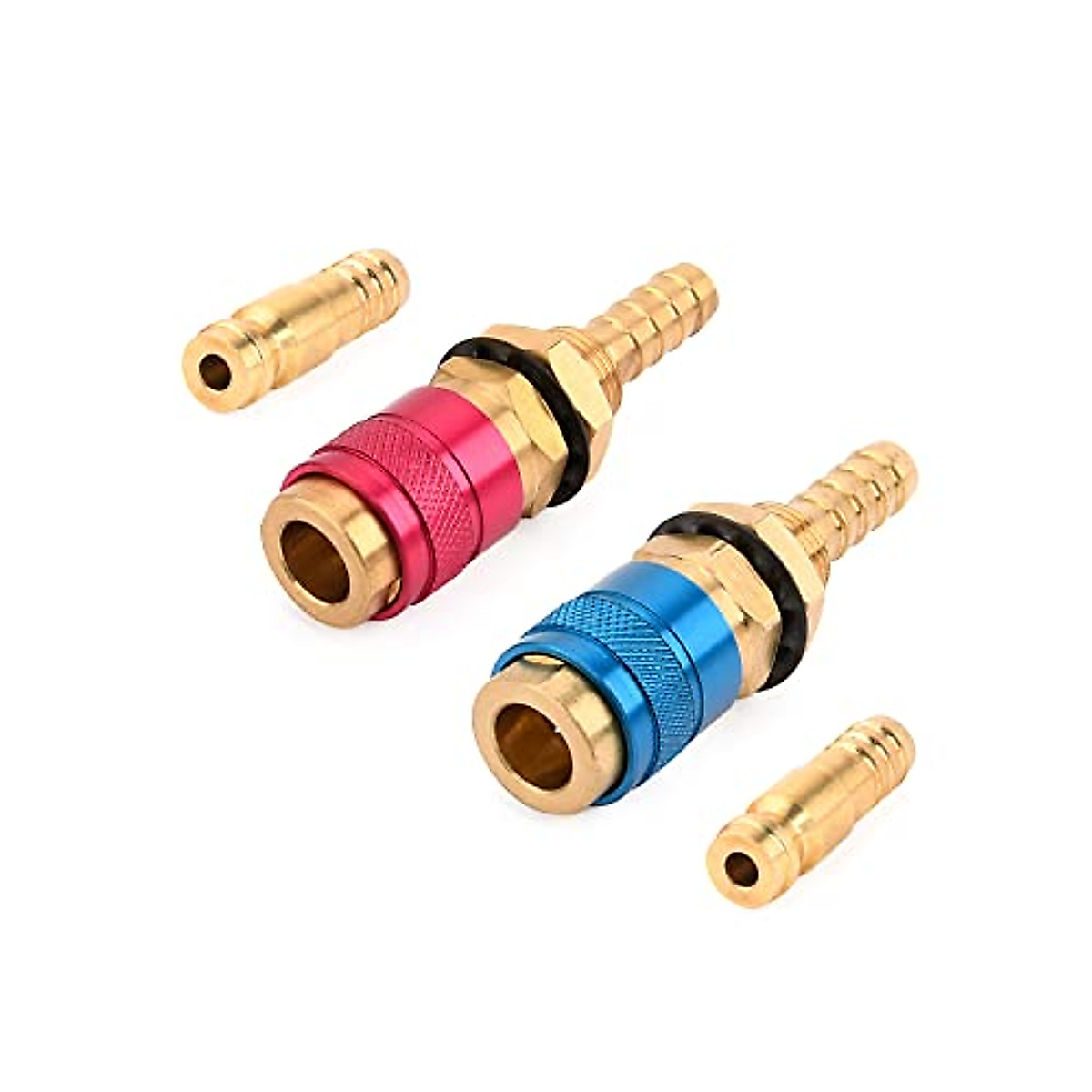 Luckyweld Tig Torch Quick Connect Fittings Set, 2Pcs Water Cooled Gas Adapter Fitting Red and Blue Tig Quick Connect Adapter for MIG TIG Welder