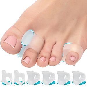 5 STARS UNITED Toe Spacers for Men and Women – 4 Gel Toe Separators for Curled and Overlapping Toes, Bunions, Hammer Toe Straightener, Big and Second Toe Spreader - White