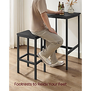 VASAGLE Bar Table and Chairs Set, Square Bar Table with 2 Bar Stools, Dining Pub Bar Table Set for 2, Space Saving for Kitchen Breakfast, Living Room, Party Room, Ebony Black and Ink Black