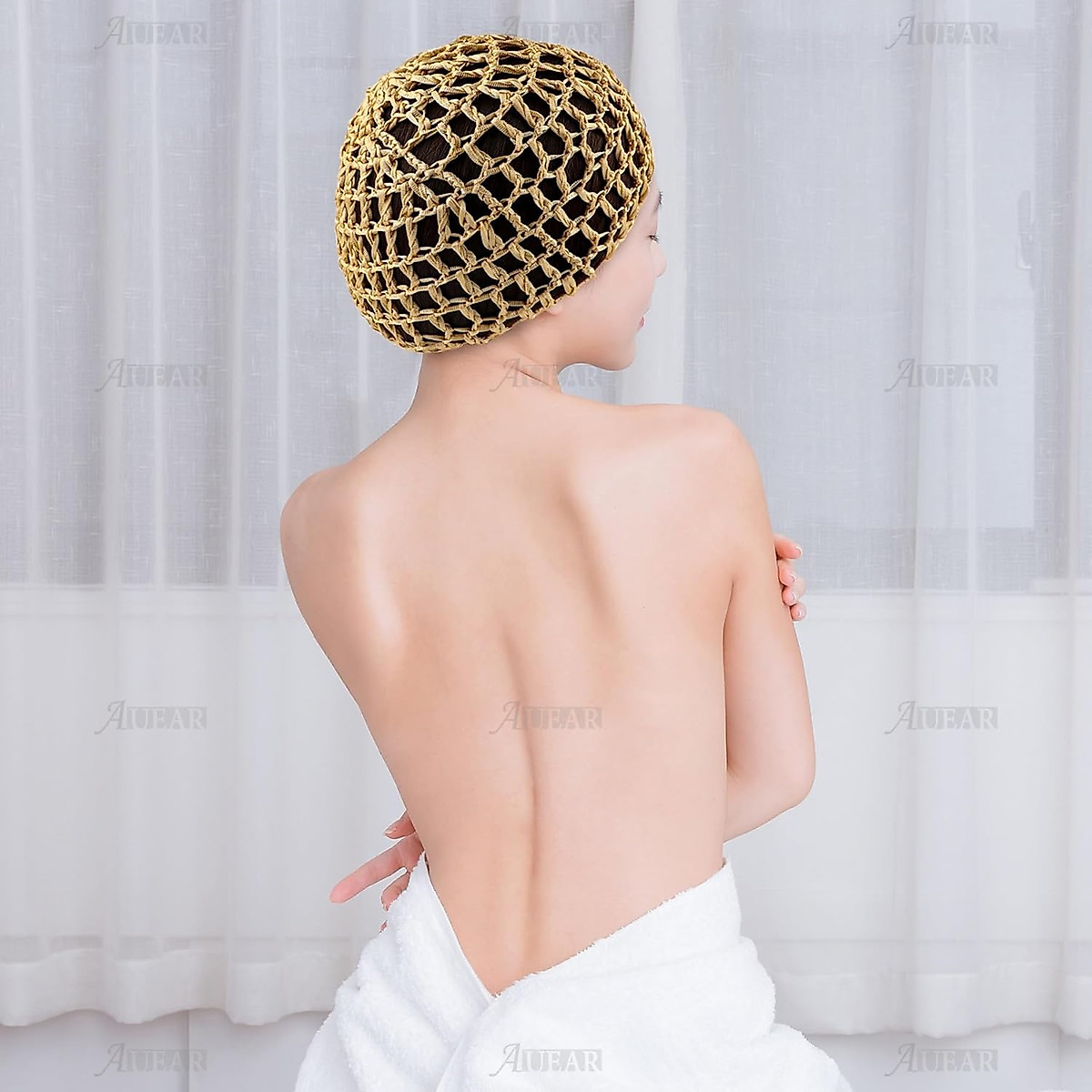 AUEAR, Hair Nets Cap Sleeping Hairnet Snoods Wrap Bonnets Long Straight Curl Wig Head Protector Mesh Wrapping Crochet Wave Cook Hats Bun Lift Strap Weaving Sew For Women Ballet (5 Pack, Multi)