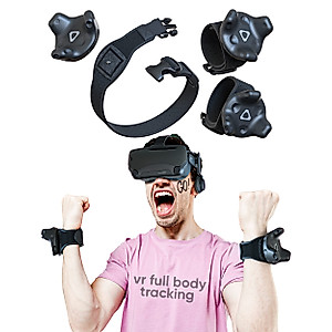 Skywin VR Tracker Belt and Tracker Strap Bundle for HTC Vive System Tracker Pucks - Adjustable Belt and Hand Straps for Waist and Full-Body Tracking in Virtual Reality (1 Belt and 4 Straps)