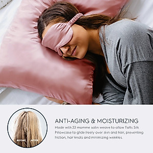 Tafts Silk Pillow Cases - 22mm 100% Pure Mulberry 6A Silk Pillowcase for Hair & Skin with Zipper Closure, Cooling, Natural, Organic, Double Sided Silk Pillow Case (Misty Rose Pink, King 20x36, 1pc)