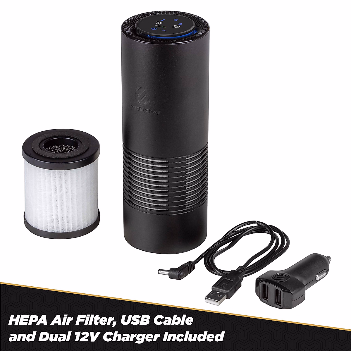 Scosche AFP-SP FrescheAIR Pro Portable HEPA Air Purifier/Deodorizer, Pet Dander, Food and Smoke Odors, Personal Air Freshener XL