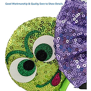 Mouse Ears Headbands with Shiny Purple Bows & Diamond, for Girls Costume Cosplay Glitter Party, for Kids & Adult, Green; 2BQ