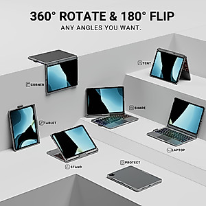 Swivel Keyboard Case for Apple iPad Air 11-inch M2 2024, iPad Pro 11 inch 4th 3rd 2nd 1st,iPad Air 5th 4th Generation 10.9-inch, Trackpad, RGB Backlit, Pencil Holder, Space Gray