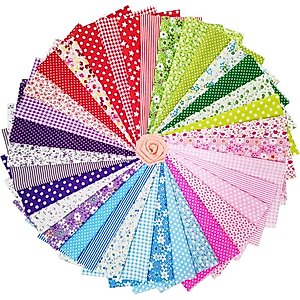 ZGXY Fabric, 35 pcs/lot Top Cotton 9.8" x 9.8" (25cm x 25cm) Squares Patchwork, Precut Bright Multi-Color and Different Pattern for Sewing Quilting Crafting, Home Party Craft Fabric DIY Sewing Mask
