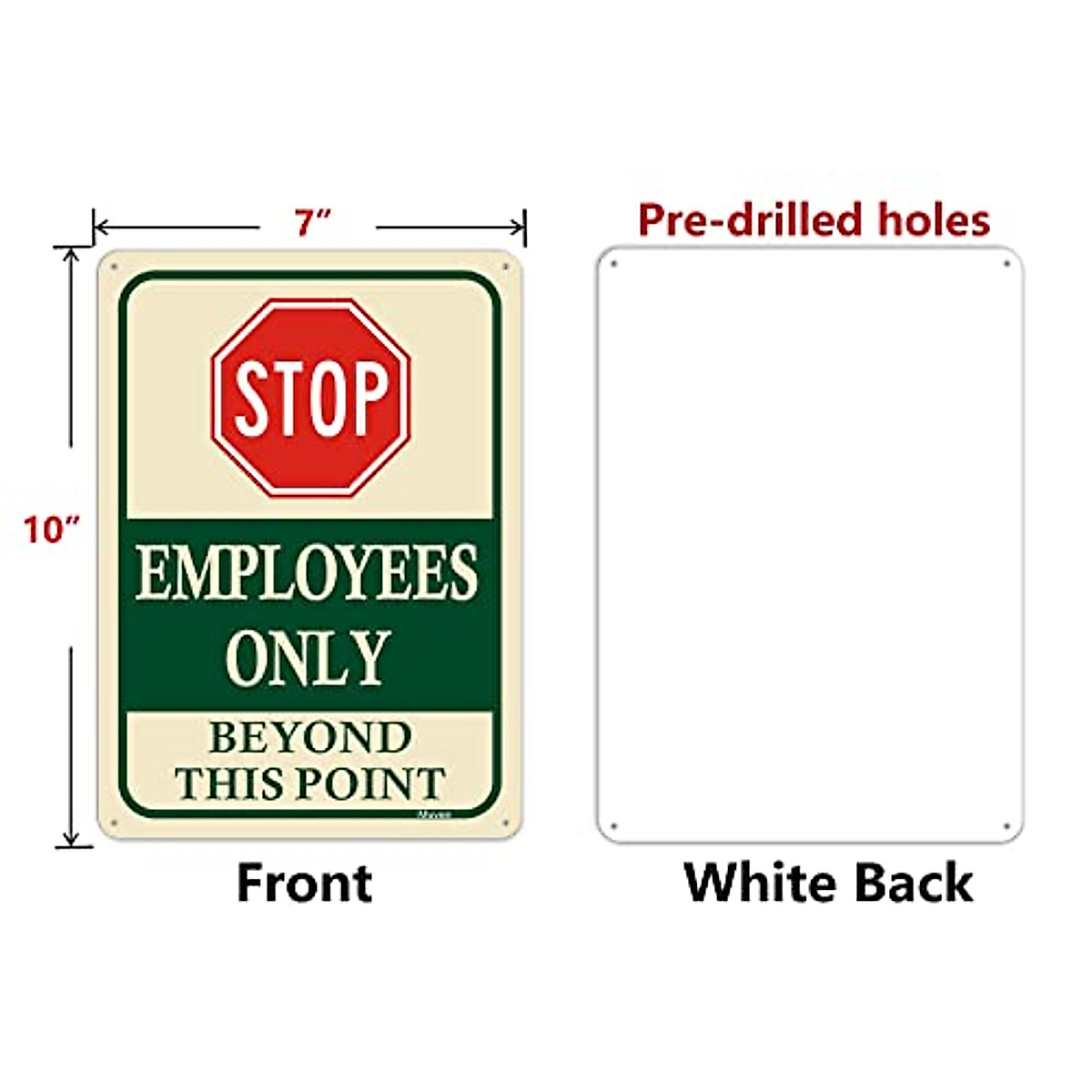 Employees Only Beyond This Point Signs 10"x7" Stop Do Not Enter Signs Restricted Area Signs Metal Reflective Rust Free Aluminum UV Protected Waterproof Easy Mounting Outdoor Use 2 Pack