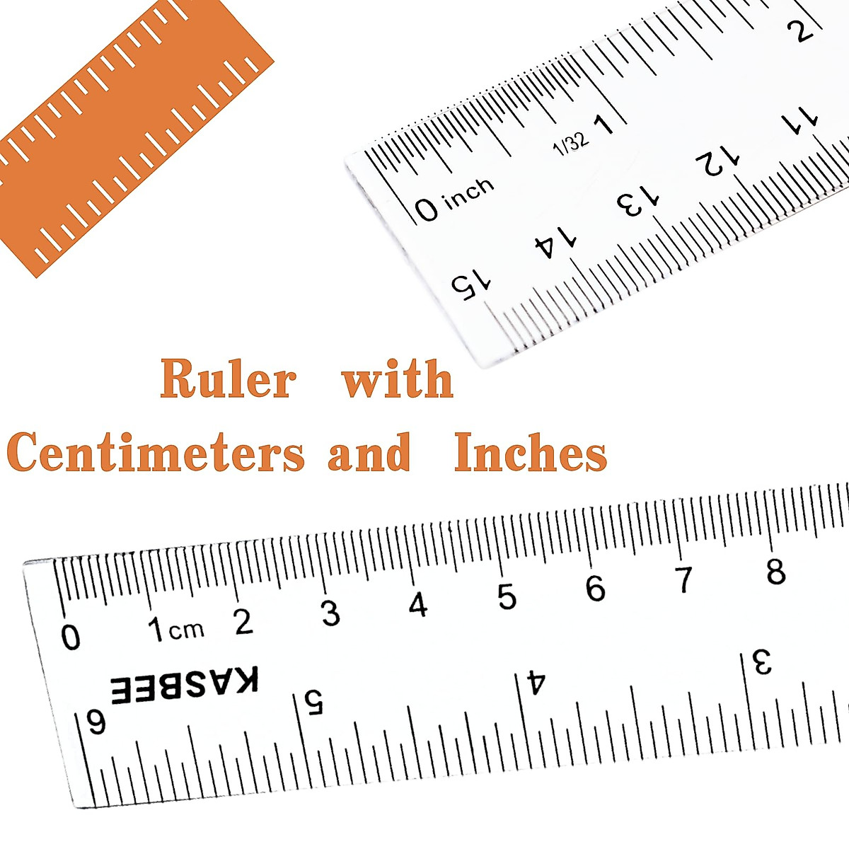 Plastic Rulers, 2PCS Straight Ruler, Plastic Measuring Tool for Student School Office (Clear, 6 Inch) (2)