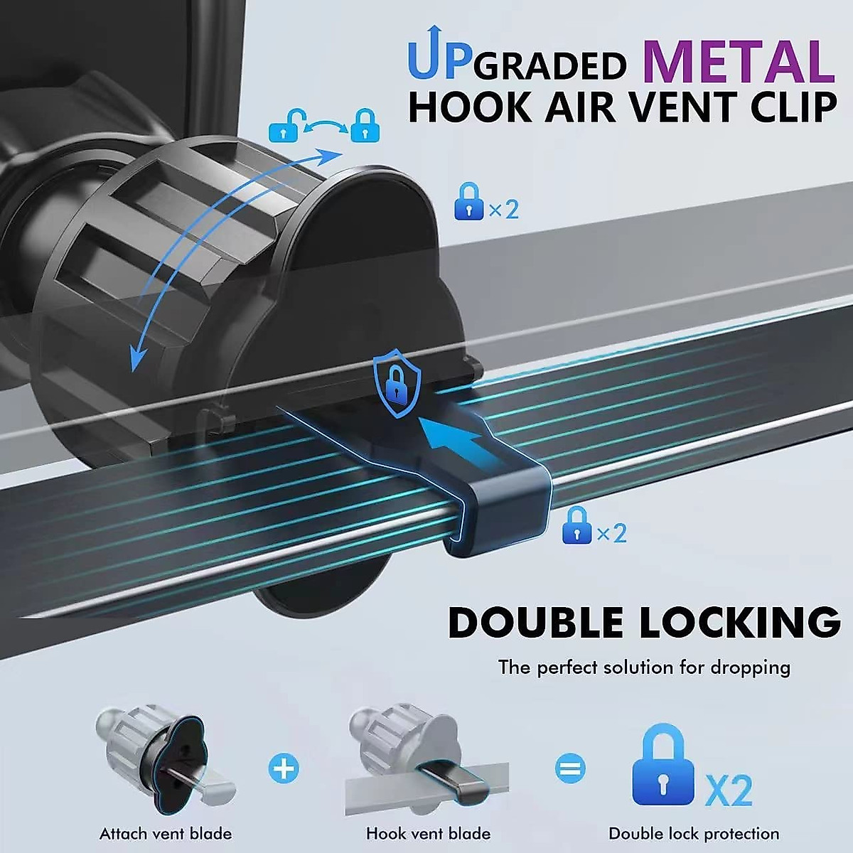 VIKE 2023 Upgraded Car Phone Holder Mount - [ Bumpy Roads Friendly ] Phone Mount for Car Dashboard Windshield Air Vent 3 in 1, Hand Free Mount for iPhone 14 13 12 Pro Max All Cell Phones