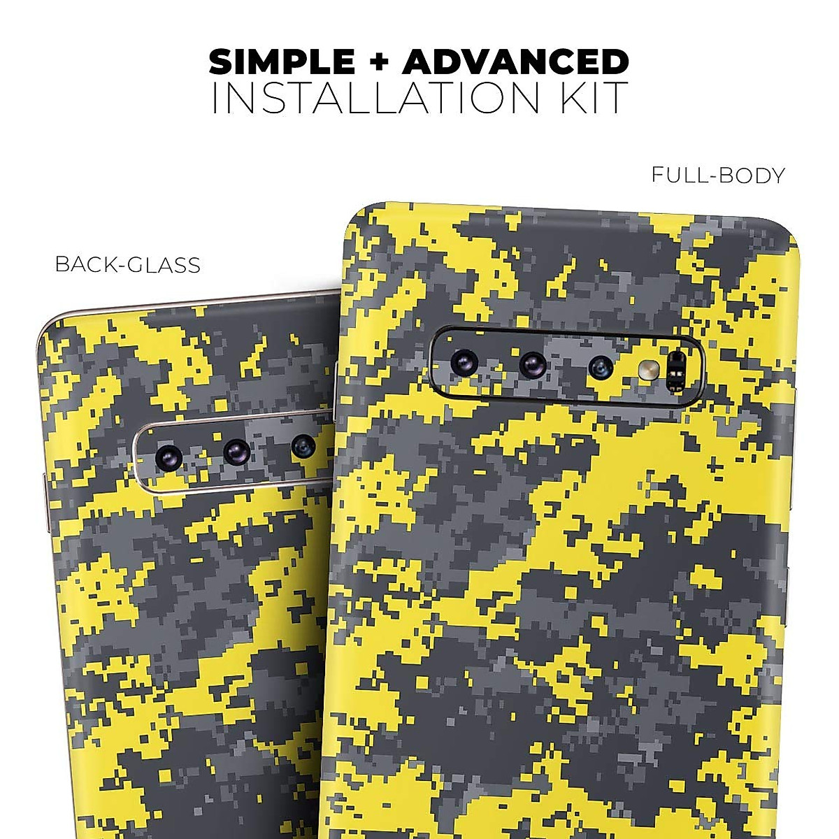 DesignSkinz Bright Yellow and Gray Digital Camouflage Protective Vinyl Decal Wrap Skin Cover Compatible with The Samsung Galaxy S20 (Screen Trim & Back Glass Skin)