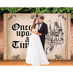 Fairy Tale Books Backdrops Once Upon a Time Ancient Castle Princess Romantic Story Photography Background Kids Baby Shower Banner Backdrop Wedding Birthday Party Cake Table Decorations 10x7ft
