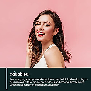 Aquableu Argan Shampoo and Conditioner Set – Ultra Moisturizing, Restorative and Strengthening – Great for Dry, Damaged & Curly Hair - Natural Argan & Jojoba Oil - Sulfate & Paraben Free – 16oz