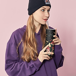 thmasamwr Mushroom Skinny Tumbler With Straw and Lid, Stainless Steel 20oz Insulated Coffee Travel Mug, Mushroom Cups for Mushroom Lovers Gifts for Women and Girls