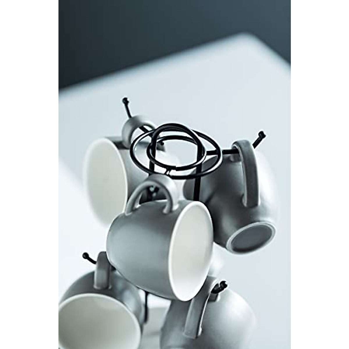 YHOSSEUN Porcelain Espresso Cups Set and Metal Stand 3 OZ Demitasse Cup For Coffee Shot, Mugs for Latte, Cafe Mocha, Cappuccino, and Tea, Serve for 6 Gray
