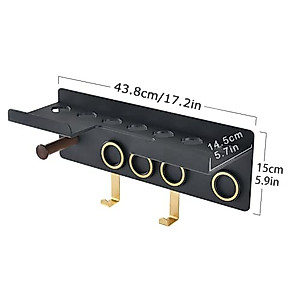 Wall Mount Holder Compatible with Dyson Airwrap Styler, No Punching Installation, 2 in 1 Organizer Storage Shelf Fits Curling Iron Wand Barrels Brushes Diffuser Nozzles for Home Bedroom Bathroom