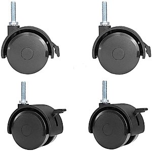 AAGUT 2" Swivel Stem Casters with Locking Brake Threaded 1/4" - 20 x 1 for Furniture and Shelves, Black Replacement Castors, Pack of 4