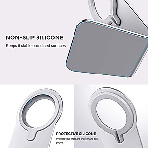 Stand for MagSafe Charger, CreaDream Aluminum Stand Holder Cradle for iPhone 14 13 12 Series, Magsafe Accessories Compatible with iPhone 14 13 12 Mini Pro, Pro Max, MagSafe Charger Not Included-Silver