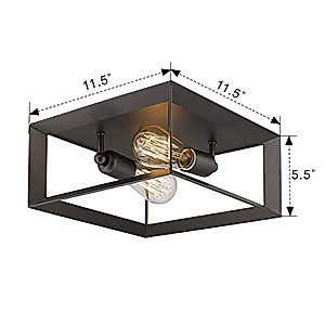 Emliviar 2-Light Ceiling Light, 12" Flush Mount Ceiling Lighting Fixture, Oil Rubbed Bronze Finish, 3040-2 ORB