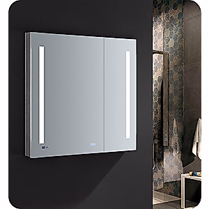 Fresca Tiempo 36" Wide x 36" Tall Bathroom Medicine Cabinet w/LED Lighting & Defogger