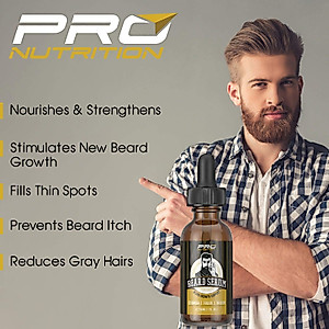 Beard Growth Serum- Stimulates & Repairs New Follicle Growth. Grow Stronger, Thicker, Fuller, Longer, Healthier Beard & Mustache Hair.