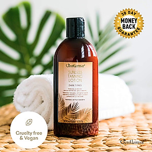 Sunless Tanning Lotion Dark Tones | Indoor Self- Tanner | Dark Tanning Lotion | Body Tanning Lotion | Sun Kiss Glow | Self-Tanning Lotion with Bronzer | Just Nutritive | 8 Oz
