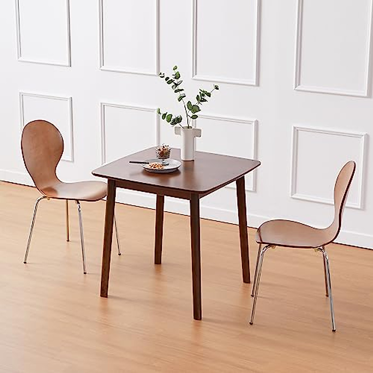 Livinia Aslan 29.5" Malaysian Oak Square Wooden Dining Table/Small Solid Wood Kitchen Desk (Walnut)