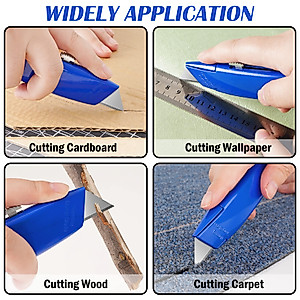 DIYSELF 1 Pack Box Cutter Retractable Heavy Duty with 10 Blades, Razor Blades Utility Knife for Cardboard, Carton, Boxes, Cutter Knife, Exacto Knife Box Knife (Blue)