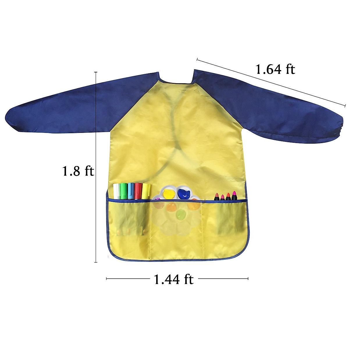 Bassion 2 Pack Kids Art Smocks Toddler Smock Waterproof Artist Painting Aprons Long Sleeve with 3 Pockets for Age 2-6 Years Gifts(yellow pink)