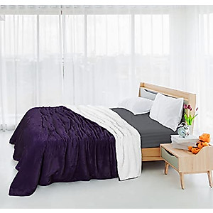 Utopia Bedding Sherpa Bed Blanket Throw Size Plum 480GSM Plush Blanket Fleece Reversible Blanket for Bed and Couch (60x50 Inches)