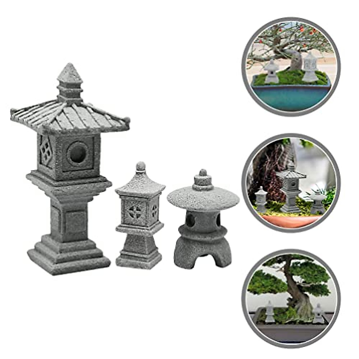 Operitacx 3Pcs Pagoda Tower Statue Mini Pagoda Model Miniature Pagoda Figurine Fish Tank Aquarium Landscape Ornament Zen Garden Bonsai Flowerpot Decoration