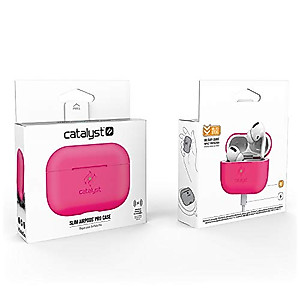Slim Case for AirPods Pro by Catalyst - Skin for Apple AirPods Pro Charging Case, Interchangeable Colors, Protective Cover Soft Skin, Compatible Wireless Charging - Neon Pink