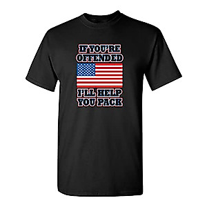 Feelin Good Tees If You're Offended Flag Political Patriotic America T-Shirt L Black