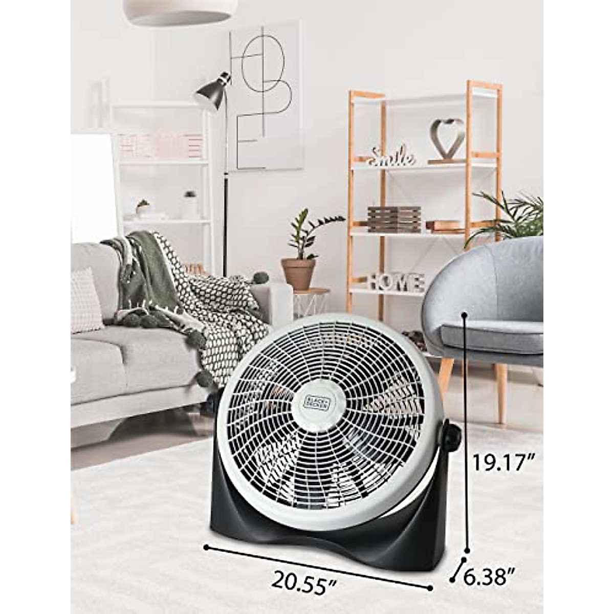 BLACK+DECKER Floor Fan for Home, Garage, Bedroom, or Office, Cooling Fan for Floor with 3 Fan Settings, Quiet Floor Fan with Adjustable Tilt Angle and Sturdy Base