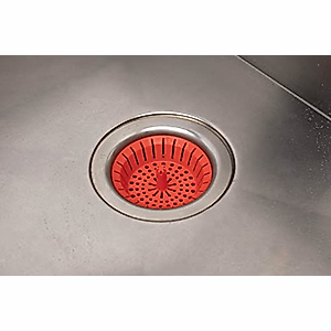 Dripsie Sink Strainer - Clog-Resistant and Flexible - Universal Kitchen Sink Drain Strainer - Made in The USA (1-Pack Red)