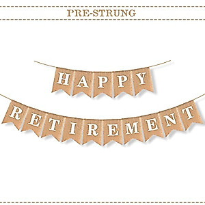 LINGTEER Happy Retirement Burlap Bunting Banner Perfect for Retirement Office Farewell Party Gift Decorations.