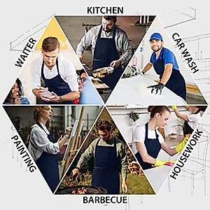 ROTANET Extra Large Apron for Men Adjustable Bib Apron with 2 pockets Cooking Apron for Women Chef Water & Oil Resistant Navy Blue