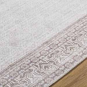 Livabliss x Our PNW Home Rainier Cottage Border Washable Area Rug, 2'7" x 10', Brown/Cream